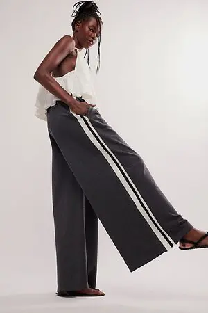 パンツ Himi Norma Kamali Boyfriend Elephant Side Stripe Pants - Dark Heather